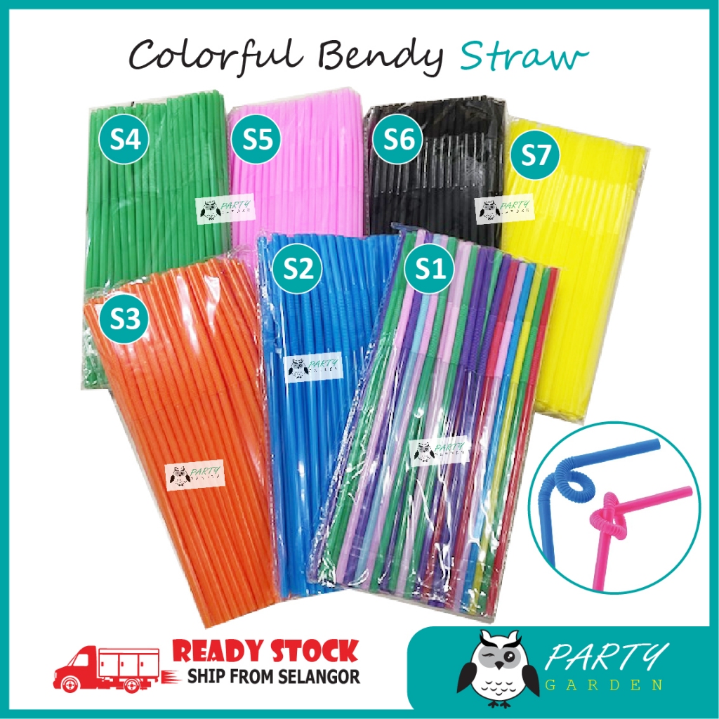 100pcs Colorful Bendy Straw Assorted Color | Shopee Malaysia