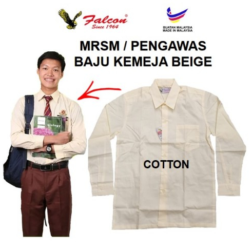 Baju Sekolah Menengah MRSM Baju Kemeja Beige Lengan Panjang (COTTON ...