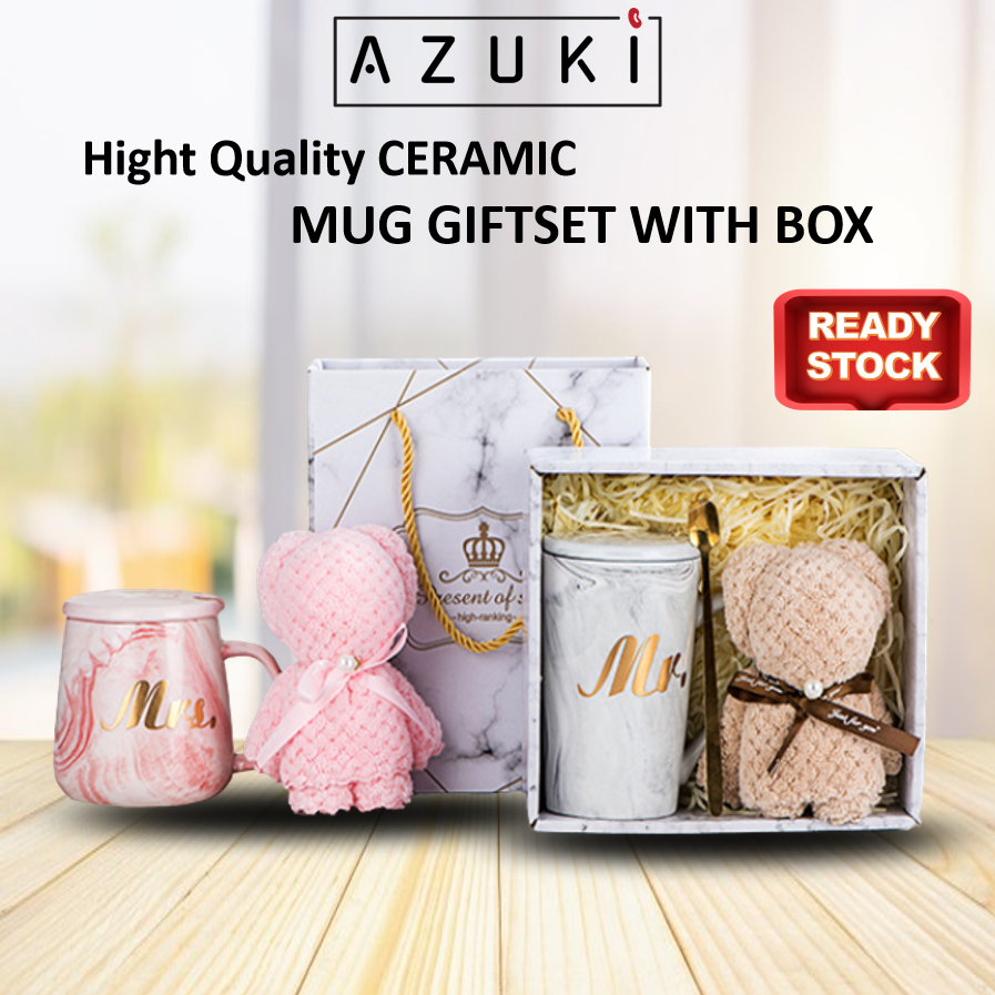 AZUKI Ceramic Couple Cup Set Mug Giftset Door Gift Hadiah Perkahwinan ...