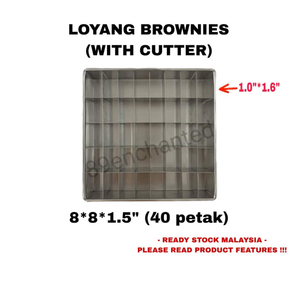Loyang Brownies with Cutter 5inch 6 inch 7 inch 8 inch 9 inch 10 inch ...