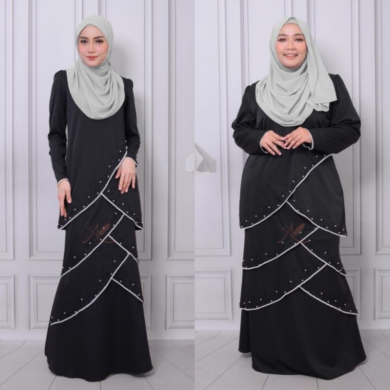 SIZE 36-60 BAJU RAYA 2024 BAJU KURUNG MODEN TEMA BLACK HITAM LACE ...