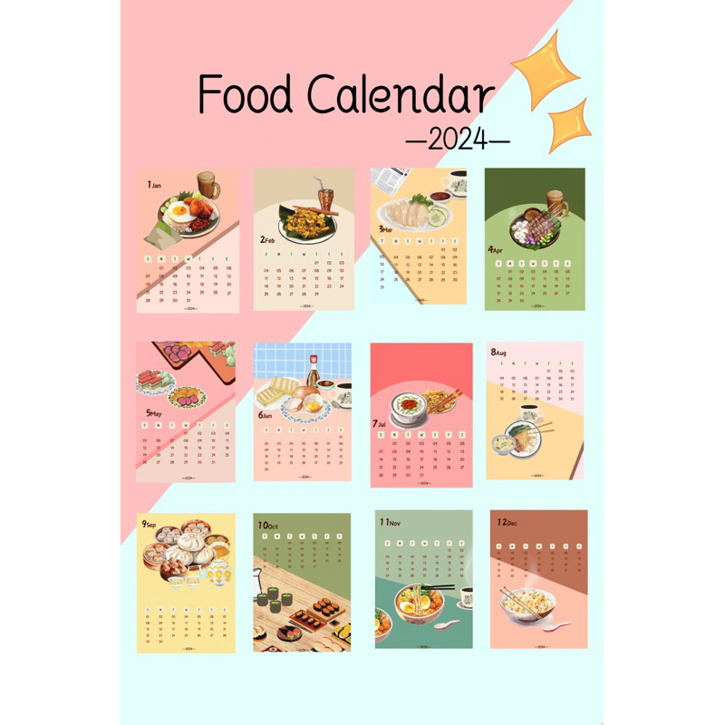 2024 Malaysia Food Calendar Food Calendar｜Table Calendar | Shopee Malaysia