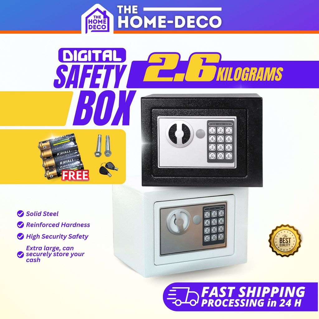 2.6kg Small Digital Safety Box Steel FREE Battery Money Document Safe Box for Home Office High ...