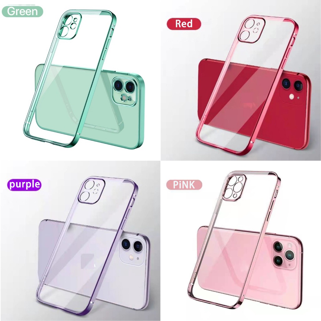 Luxury Square Frame Plating Clear casing for iPhone 13 12 11 Pro Max X XR XS 7 8 6 Plus SE ...