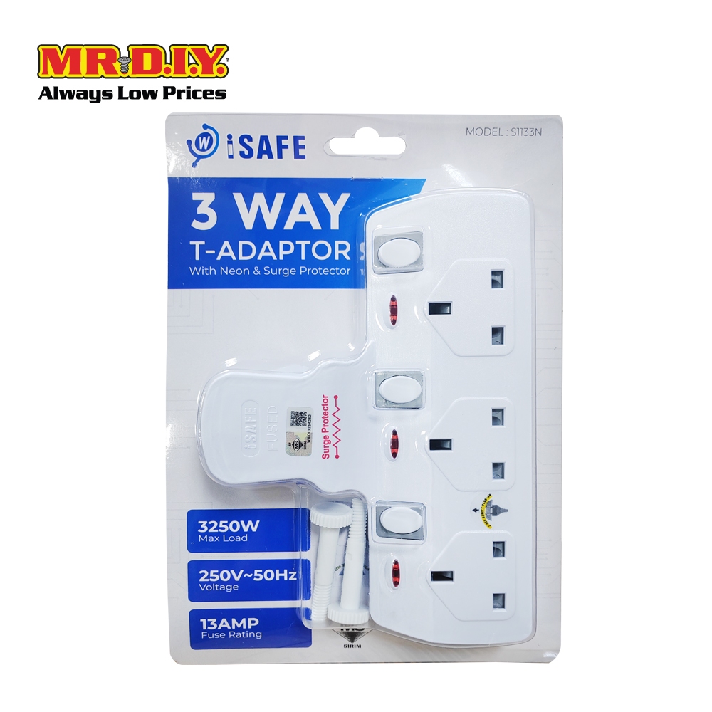 ISafe 3-Way T-Adaptor | Shopee Malaysia