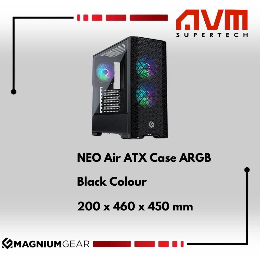 AVM MAGNIUMGEAR NEO Air ATX ARGB Mid-Tower PC Desktop Casing - Black ...