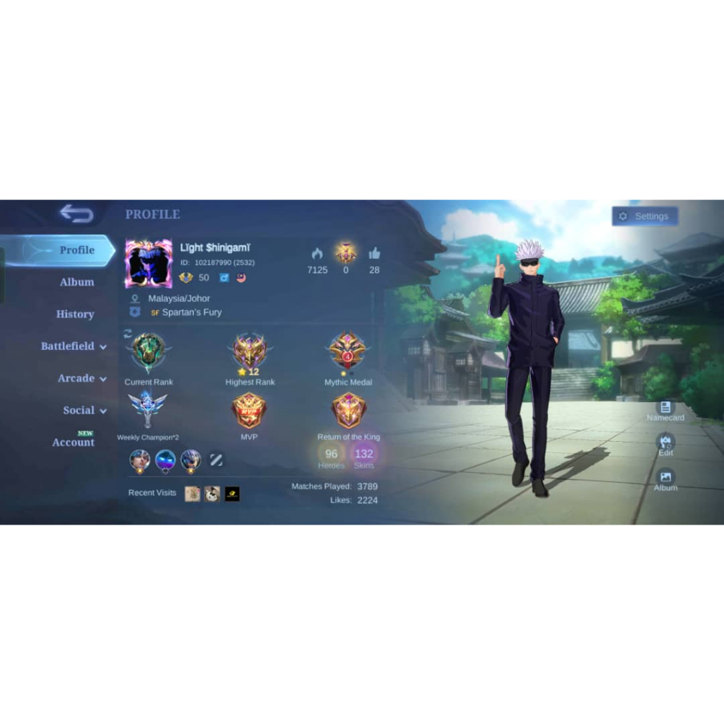 AKAUN MOBILE LEGEND MURAH SKIN PADU: (SATORU GOJO SKIN / KOF SKIN / M3 ...