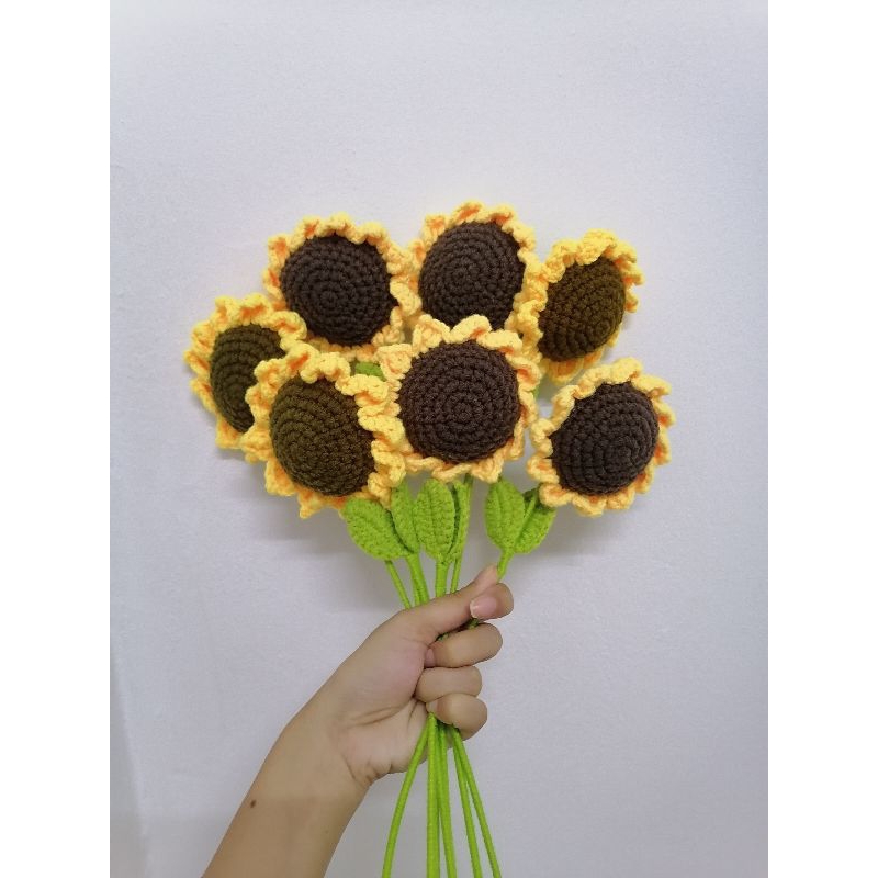 Sunflower crochet handmade knitted flower bunga kait matahari 向日葵钩针花 ...