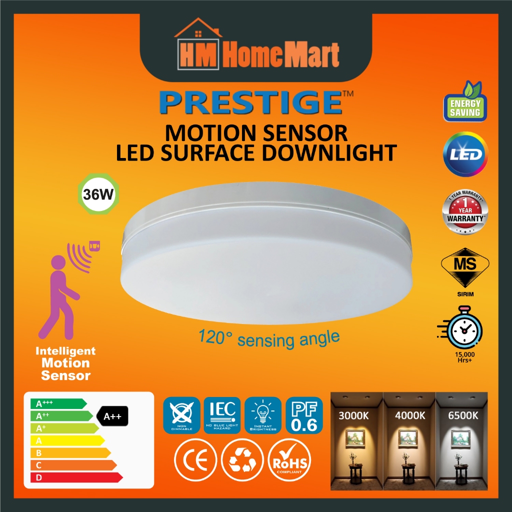 PRESTIGE LED Motion Sensor Surface Downlight 20W/36W (Round) (3000K ...