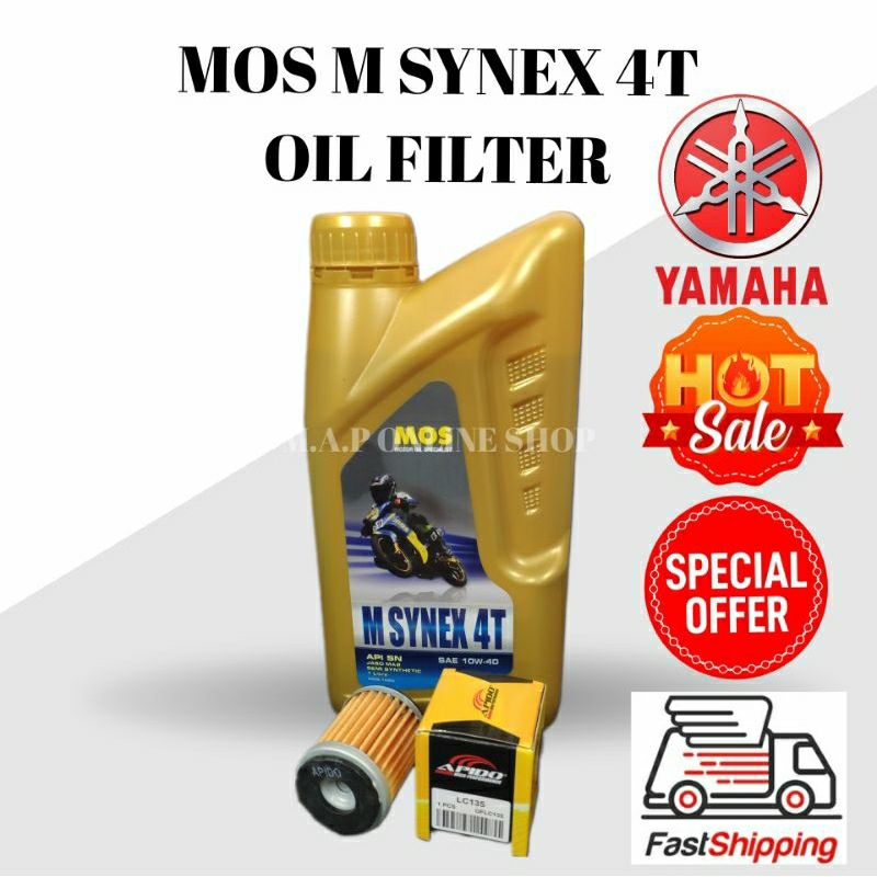 MOS M SYNEX 4T 10W-40 Oil Semi Synthetic Minyak Pelincir + Oil Filter ...