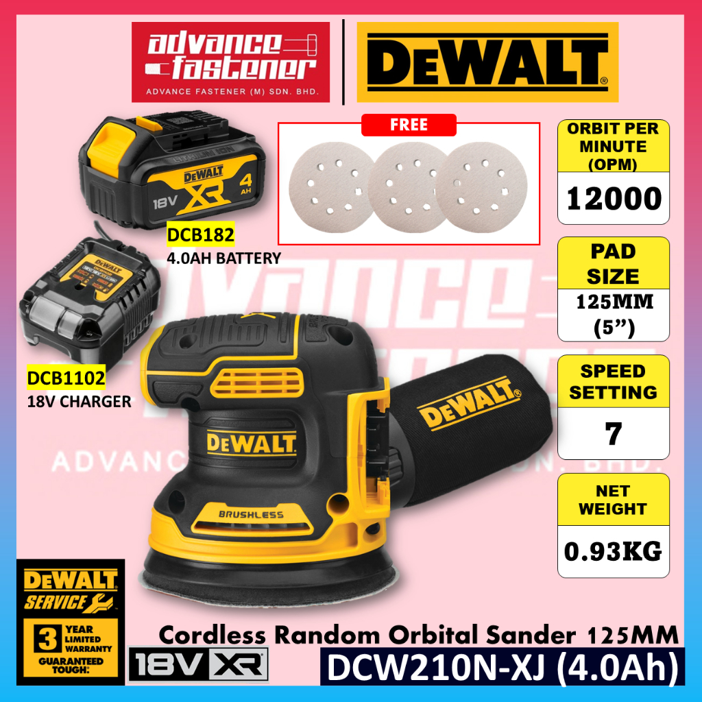 DeWalt DCW210N-XJ 18V XR Cordless Random Orbital Sander 125MM (5 ...