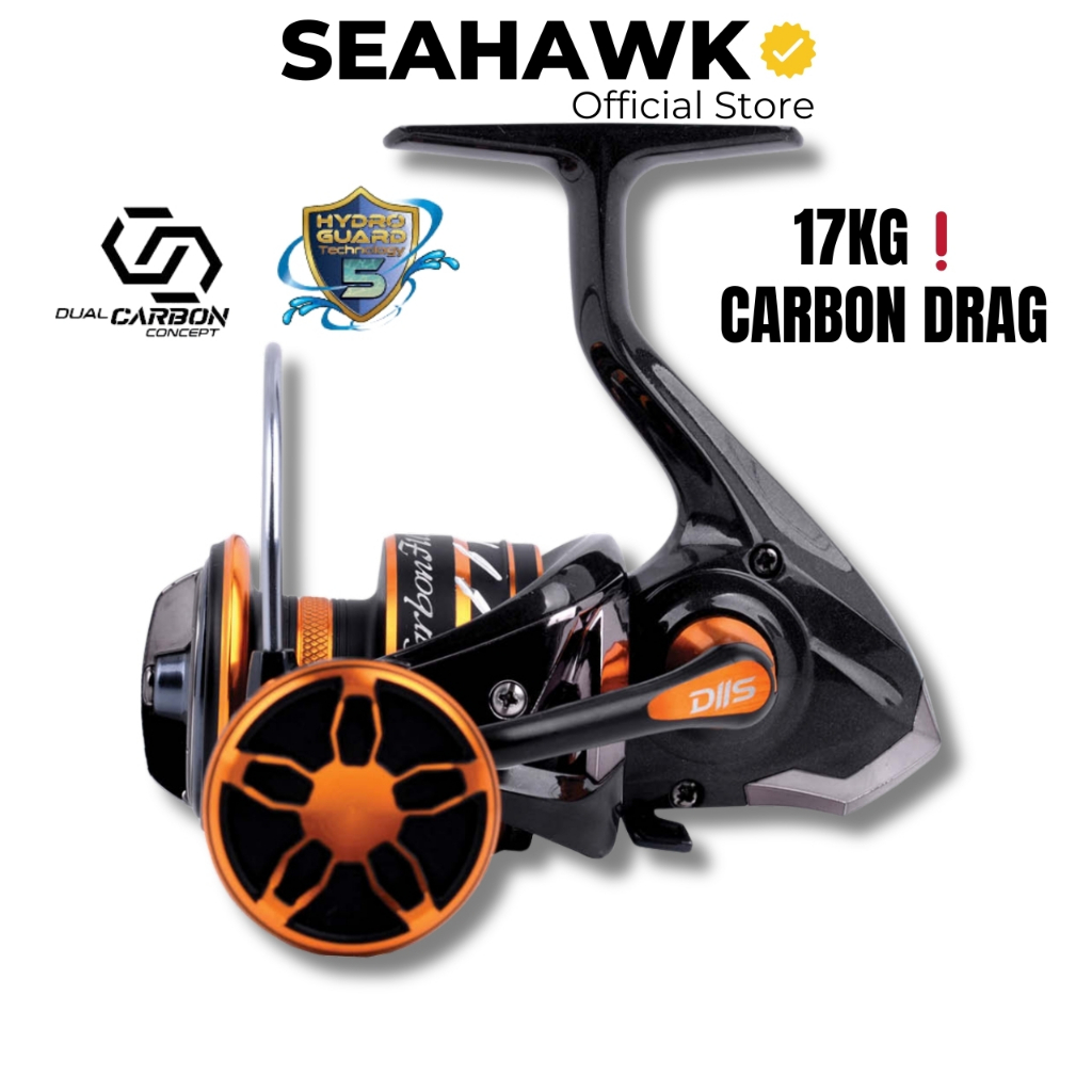 Seahawk Carbon Fury 17KG Carbon Drag Carbon Knob Carbon Body Spinning ...