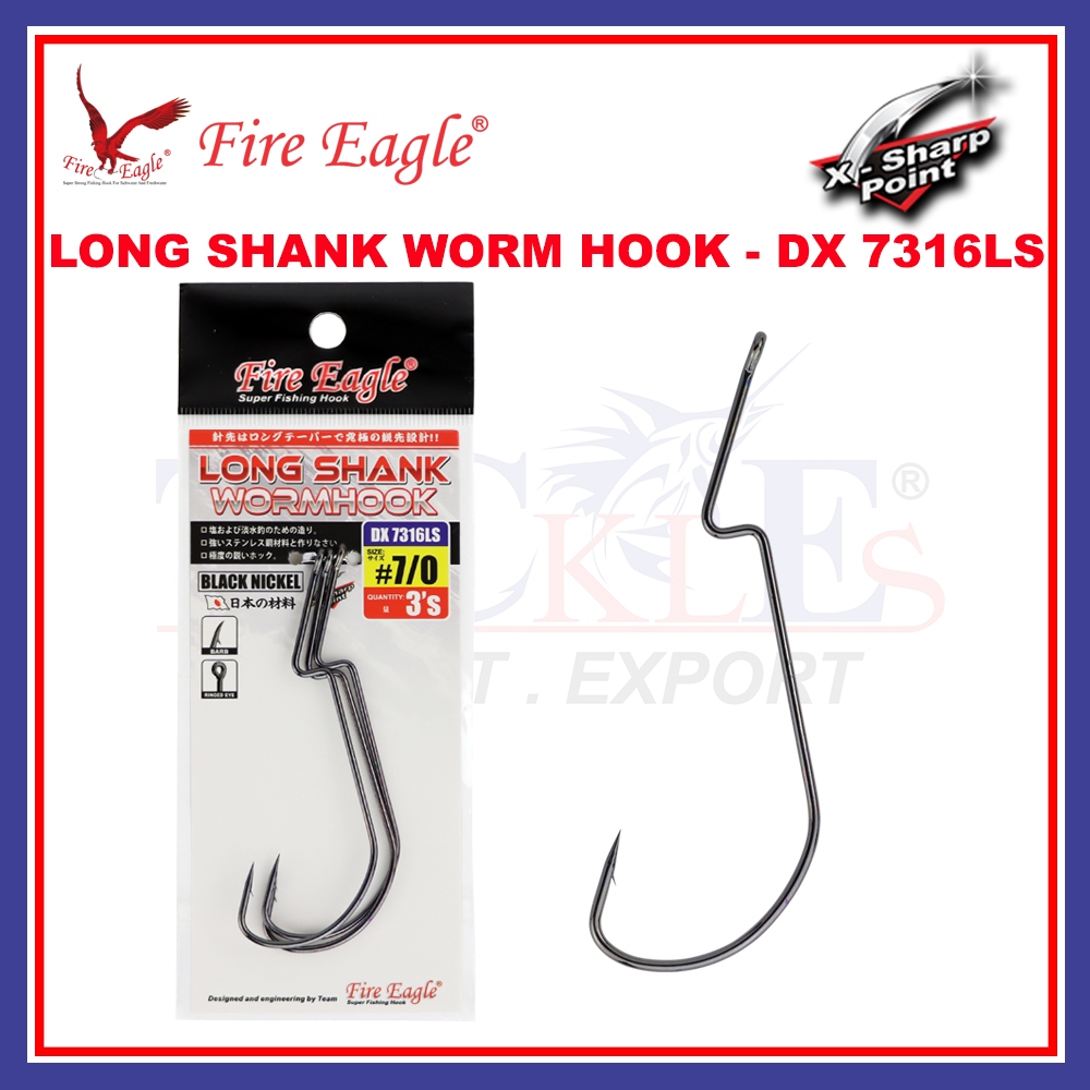 Fire Eagle Long Shank Worm Hook DX7316LS Fishing Hook Matakail Pancing ...