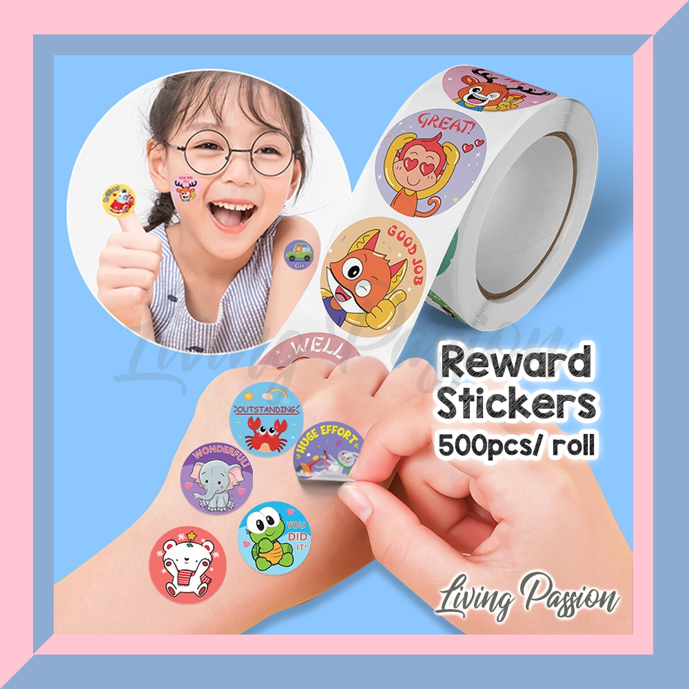 500pcs/roll Reward Stickers Children Kids Student School Great Work ...
