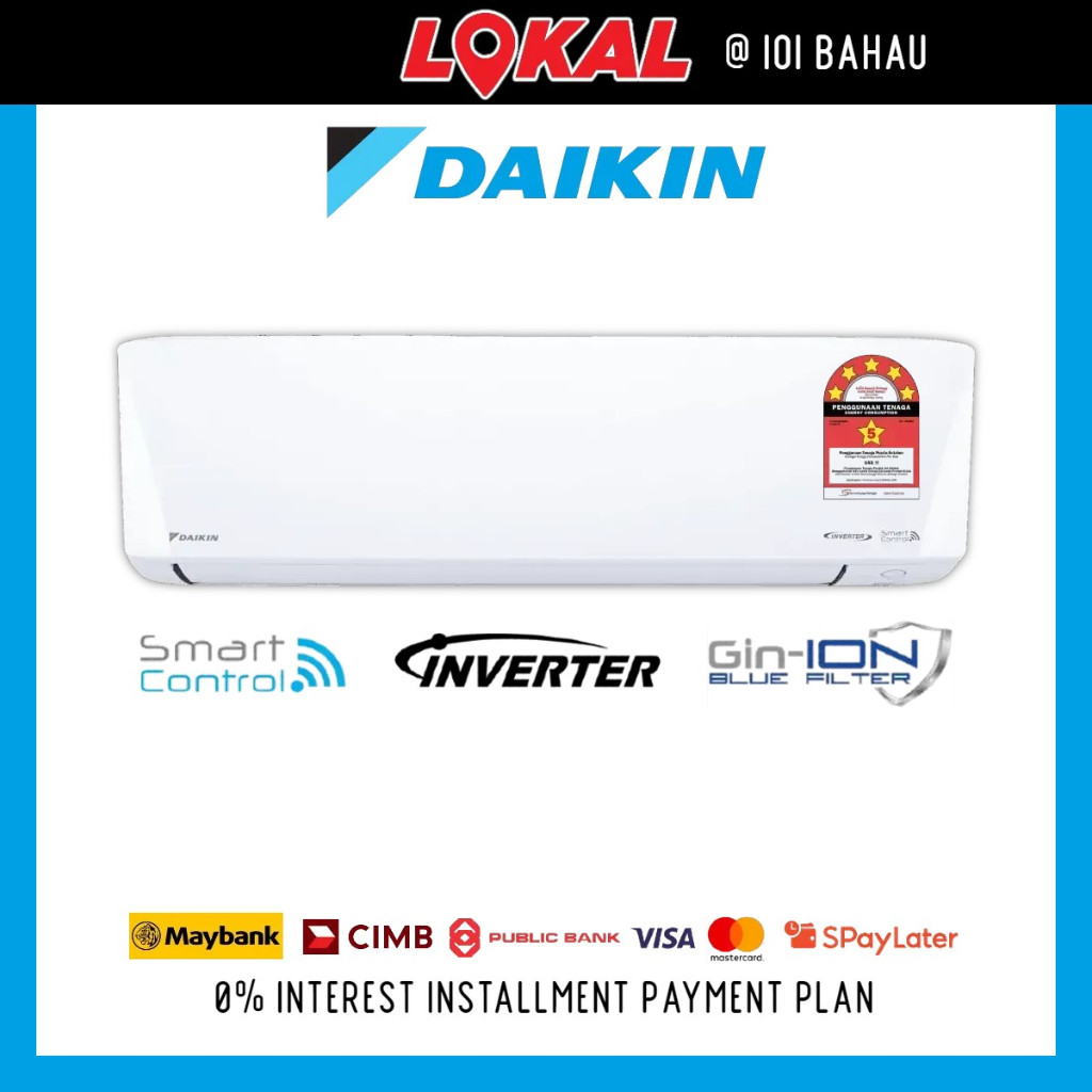 DAIKIN 5-STAR DELUXE INVERTER WIFI 1HP / 1.5HP / 2HP / 2.5HP / 3HP Air Conditioner FTKU R32 ...