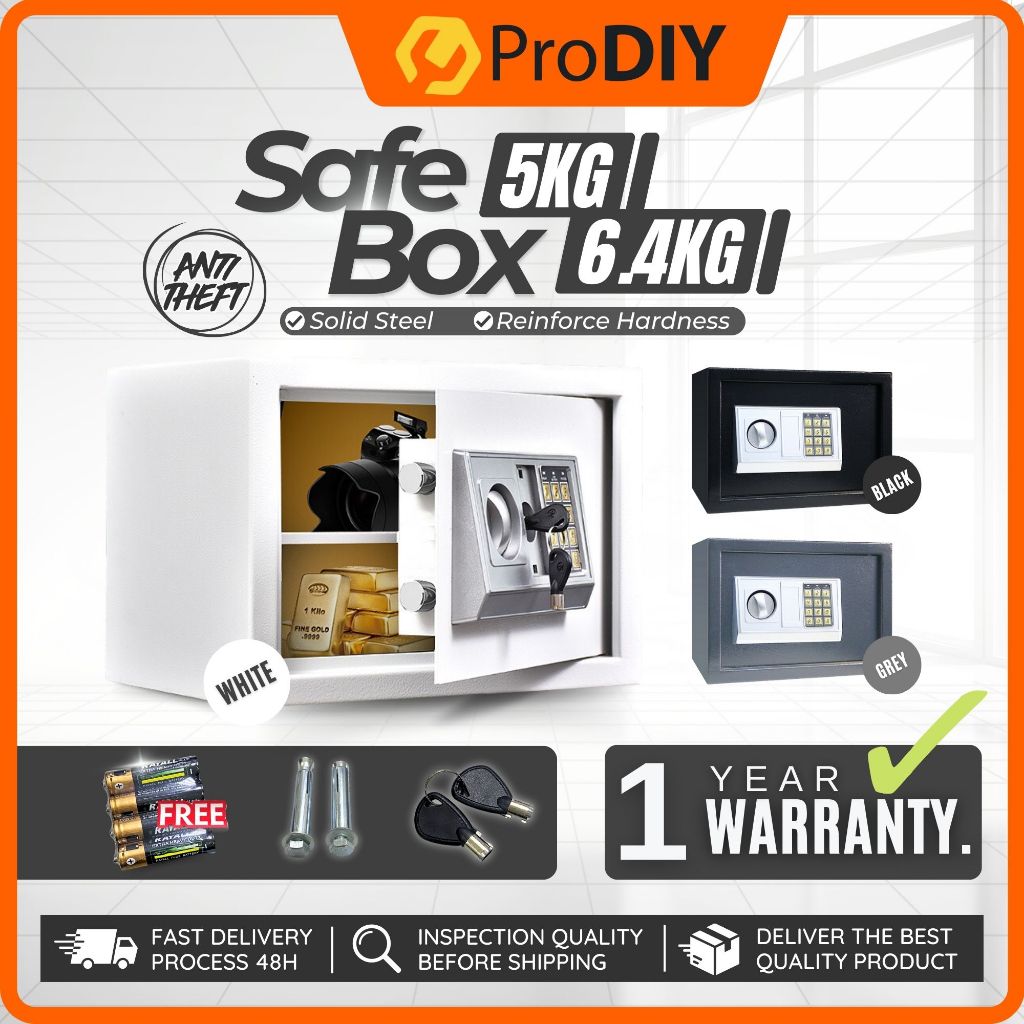 Mini Vault Safe Box 5KG / 6.4KG Safety Money Box 1 YEAR WARRANTY Strong ...