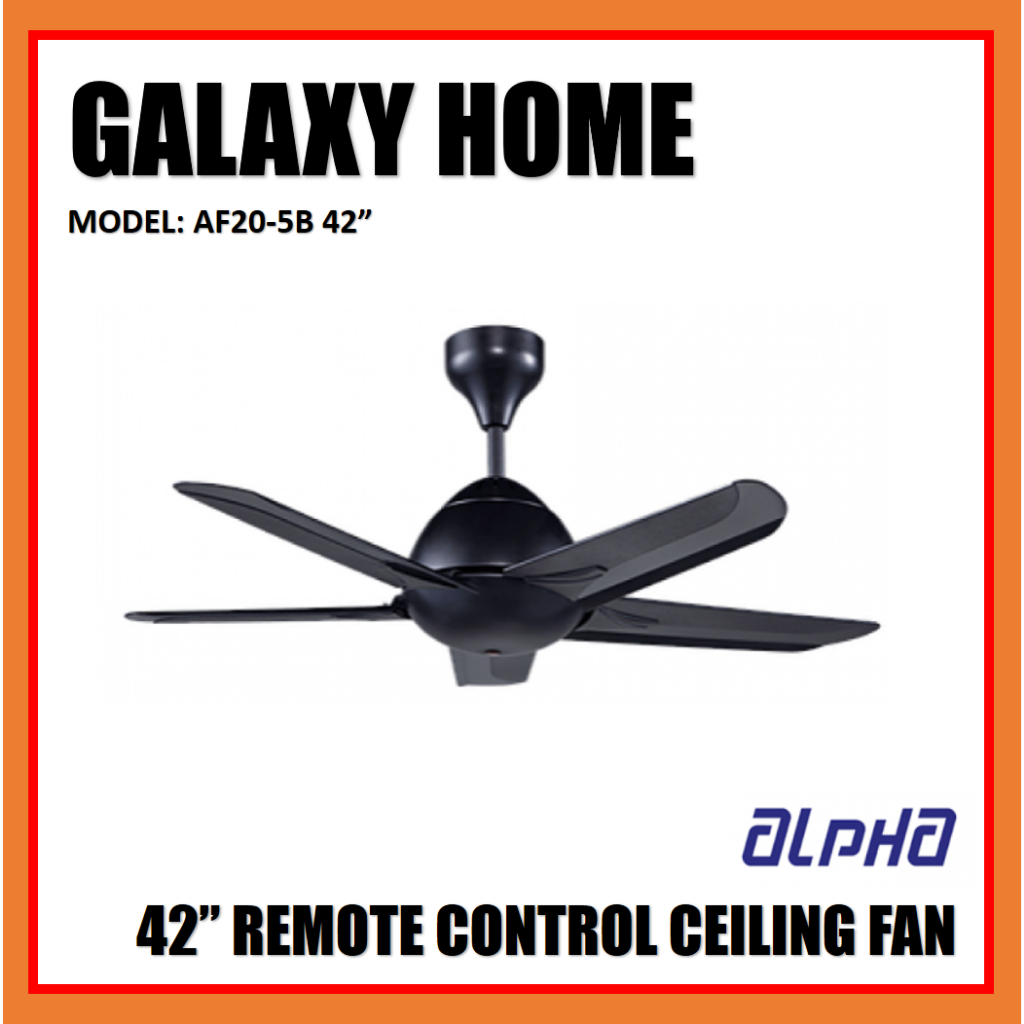 ALPHA AF20 42" 5 BLADE REMOTE CONTROL CEILING FAN - BLACK | Shopee Malaysia