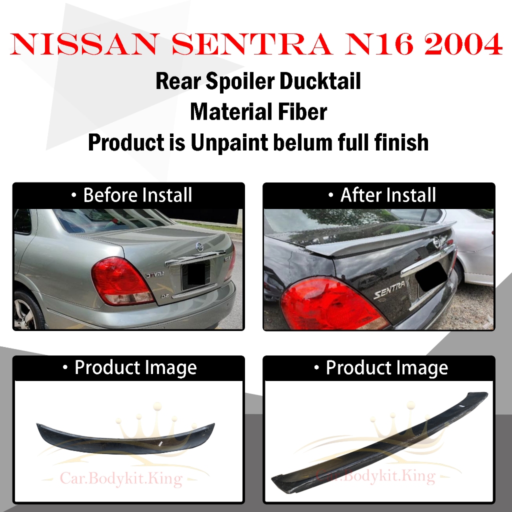 NISSAN SENTRA N16 2004 2005 REAR TRUNK SPOILER FIBER SKIRT LIP BODYKIT ...