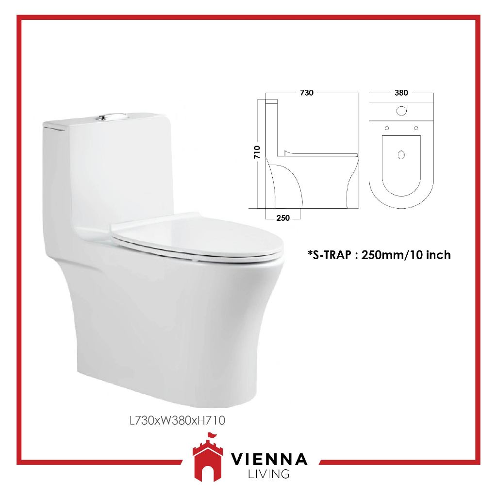 [Limit to 1 Unit Per Order] Vinna Living One Piece WC Toilet Bowl S ...