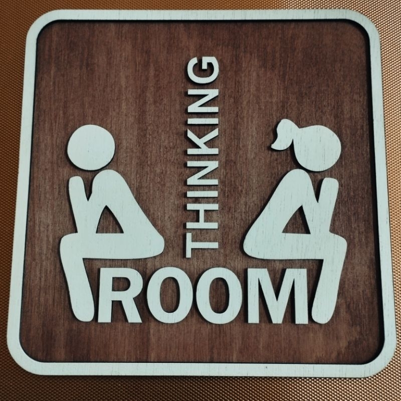 Toilet Signage I 'Thinking Room' 2 layer wood | Shopee Malaysia