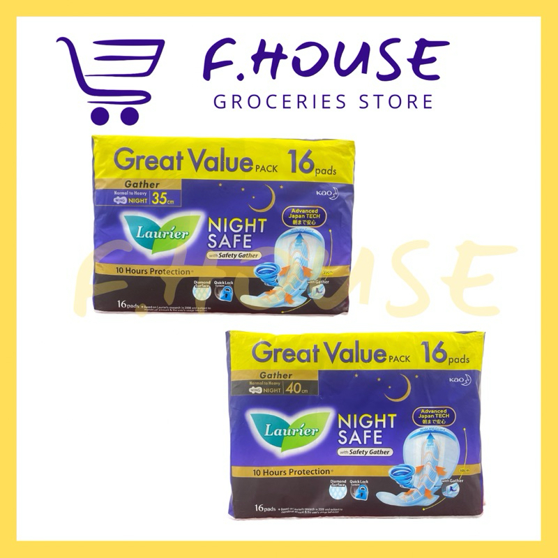 LAURIER NightSafe with Safety Gathers 35cm/40cm (16's) | Shopee Malaysia