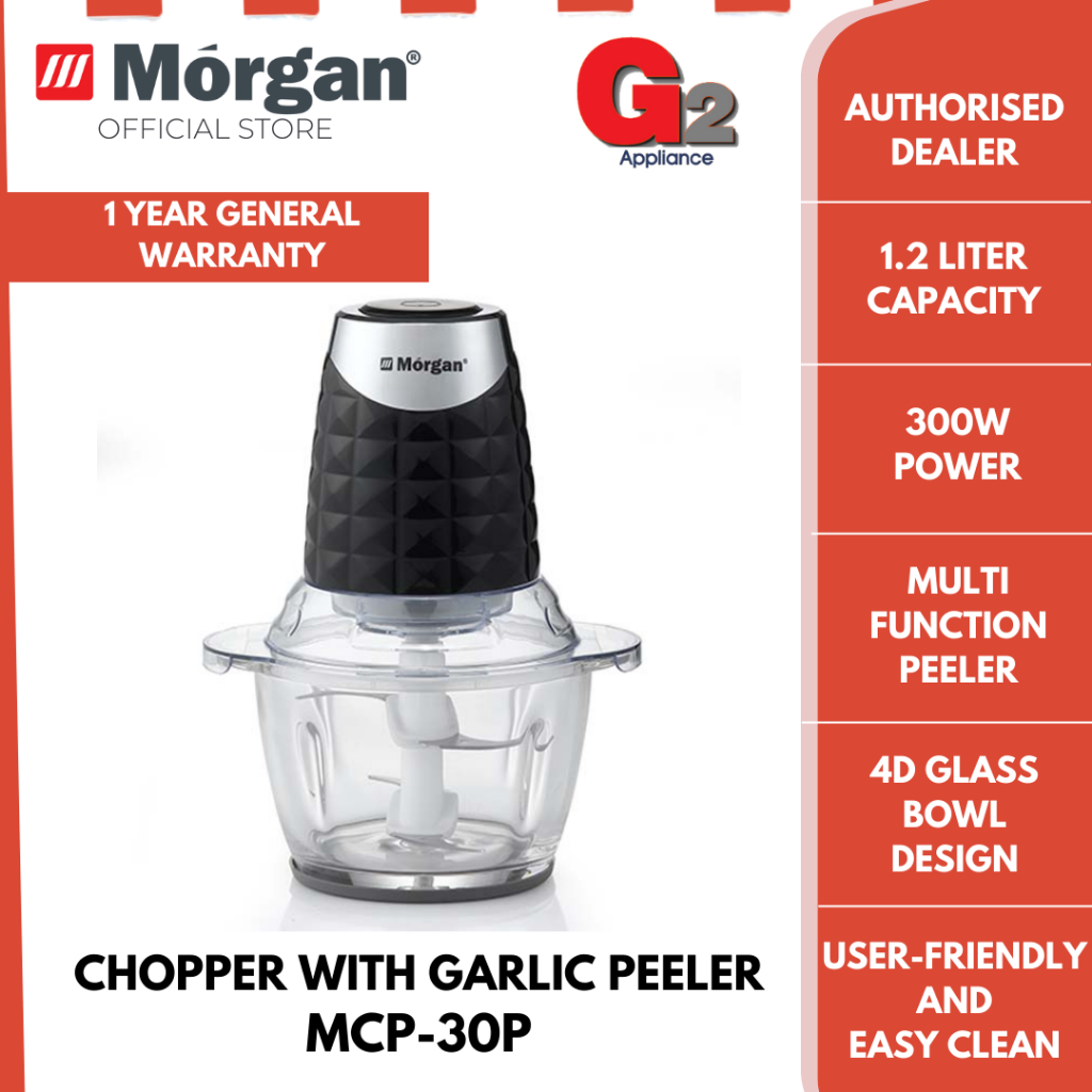MORGAN (READY STOCK) FOOD CHOPPER GLASS BOWL WITH GARLIC PEELER | MCP ...