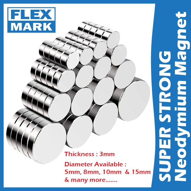 5mm/6mm/8mm/10mm/15mm x 3mm SUPER STRONG Round N35 Neodymium Magnet ...