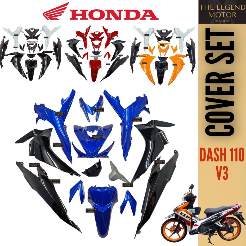HONDA DASH110 V3 FI DASH V3 DASHFI Cover Set Coverset Body Caver Complete Black Blue Red Orange ...
