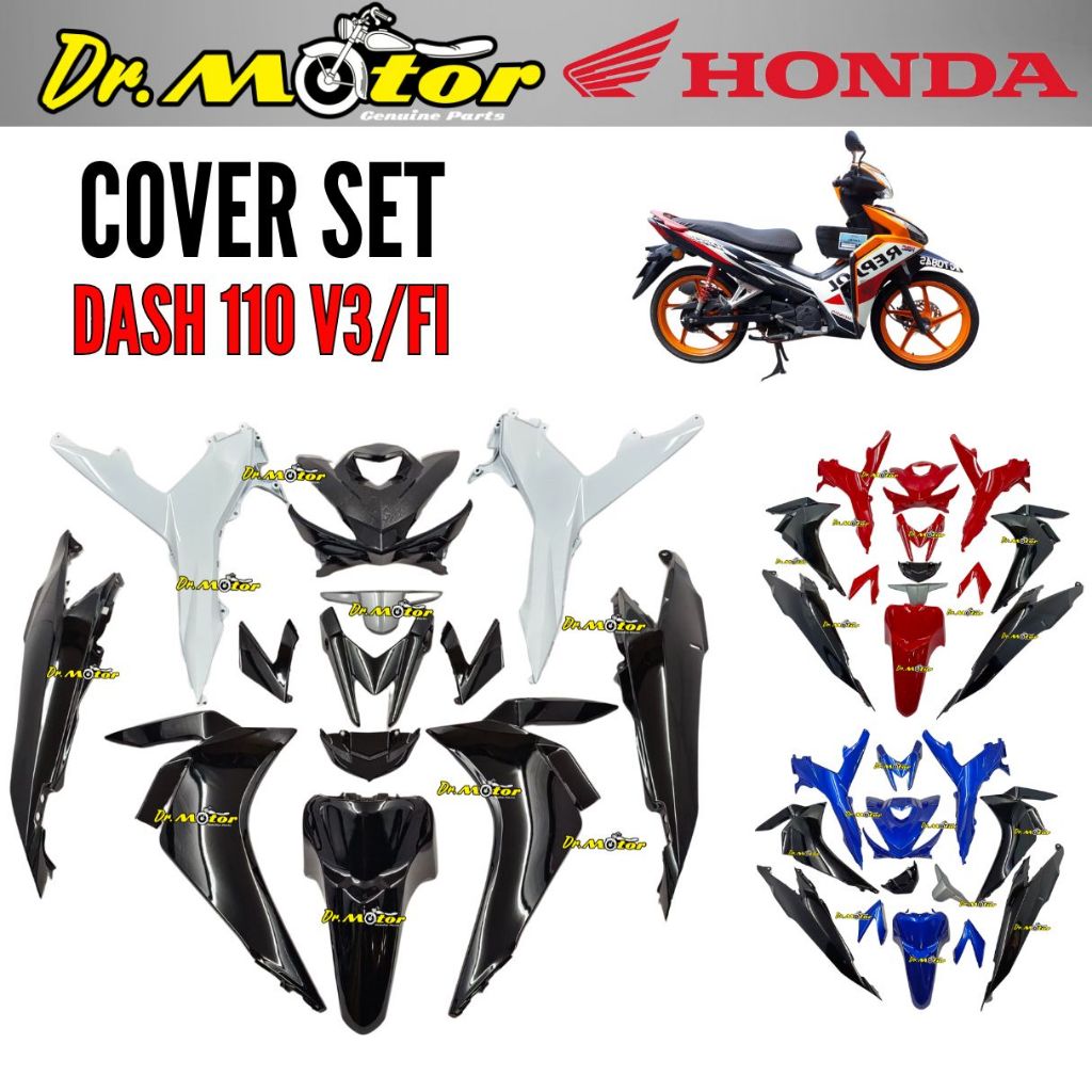 HONDA DASH110 V3 FI DASHV3 DASH FI Cover Set Coverset Body Caver Complete Black Blue Red Orange ...