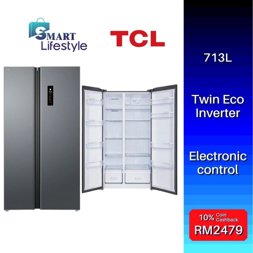 TCL 713L Side by Side Inverter Refrigerator Twin Eco Inverter TRSB ...