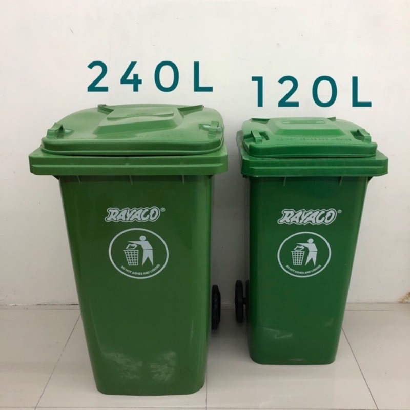 120L/240L Big Garbage Bin With Wheel / Green Mobile Garbage Waste Bin Outdoor / Tong Sampah ...