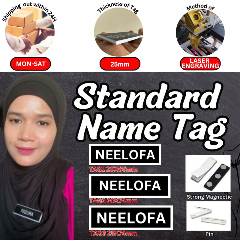 Name Tag Rasmi Hitam Putih (ENGRAVING) | Shopee Malaysia