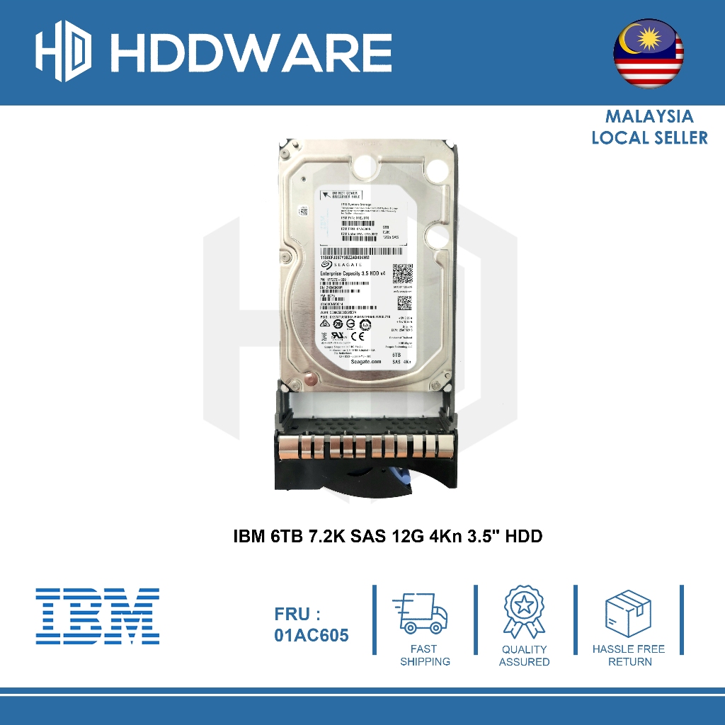 IBM 6TB 7.2K SAS 12G 4Kn 3.5" HDD // 01EJ070 // 01AC605 // 01EJ072 ...