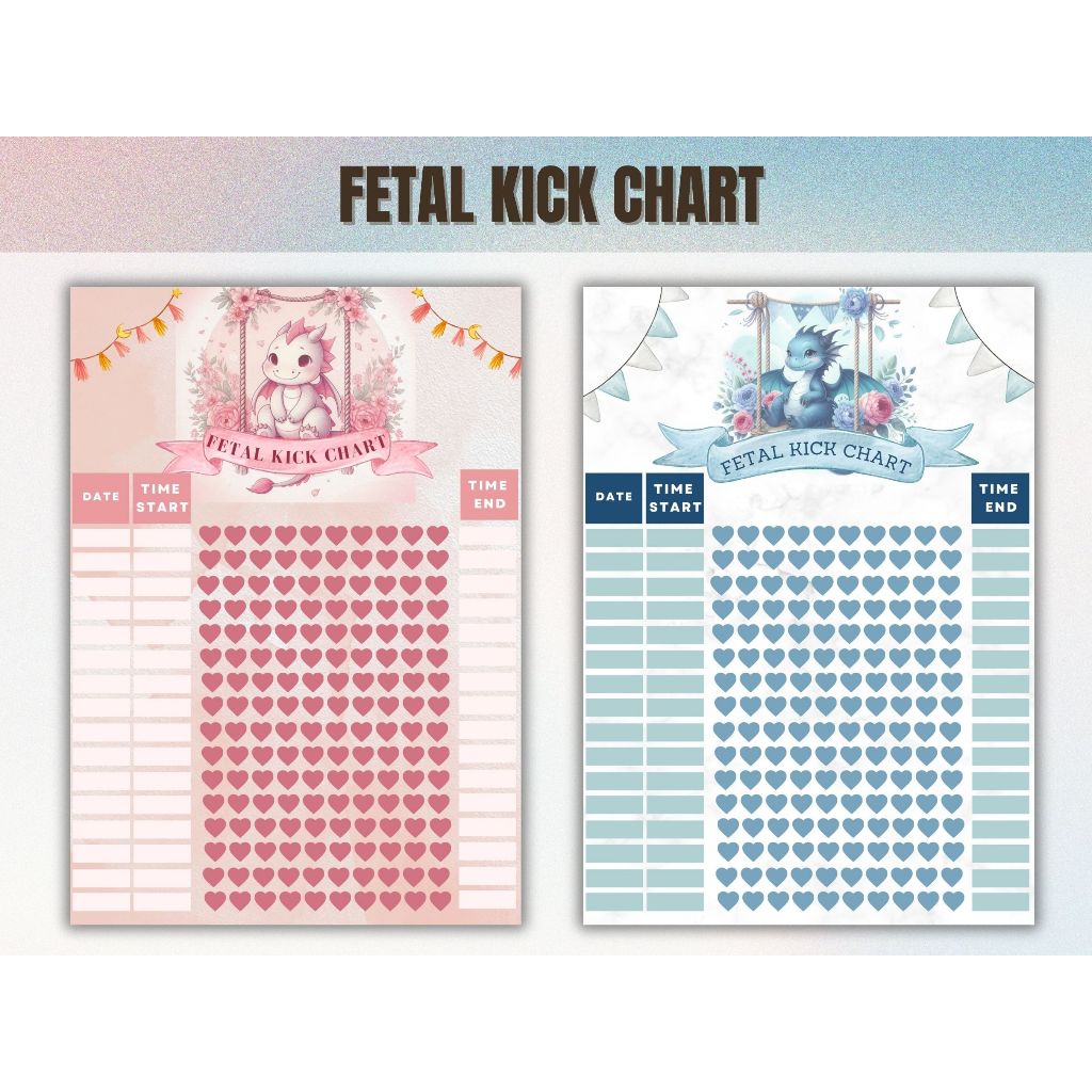 Digital Paperless Fetal Kick Chart Tracker Monitoring Sheet A4 | Shopee ...