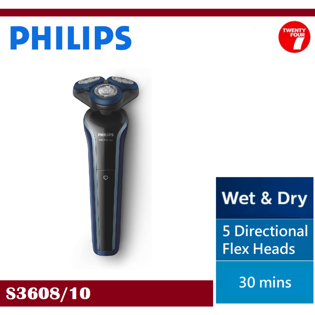 PHILIPS S3000 Series Wet & Dry Electric Shaver S3608/10 (fully washable ...