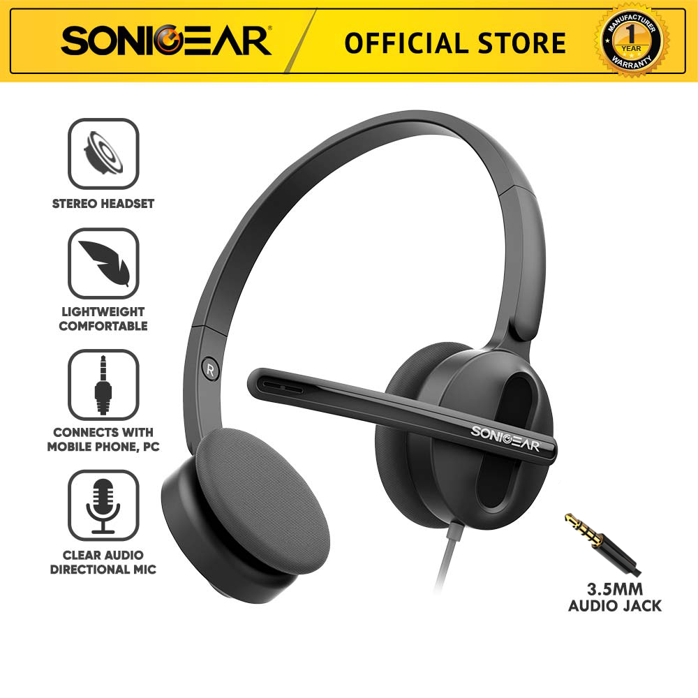 SonicGear Xenon 1 / Xenon 3 Wired Stereo Headphone with Foldable Mic ...