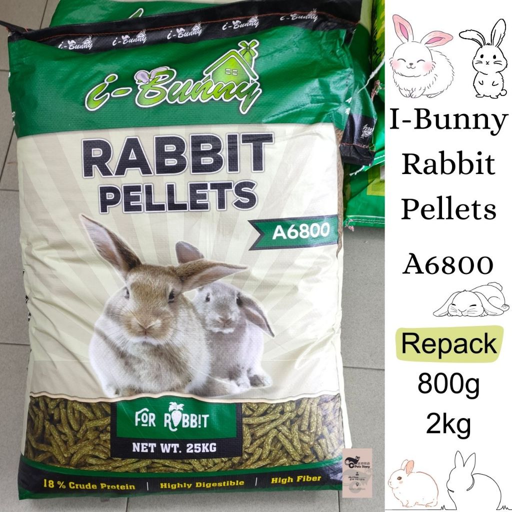 CC Pets Story Ready Stock | i-Bunny Rabbit Pelletd A6800 - 800g / 2kg. Plant based protein ...