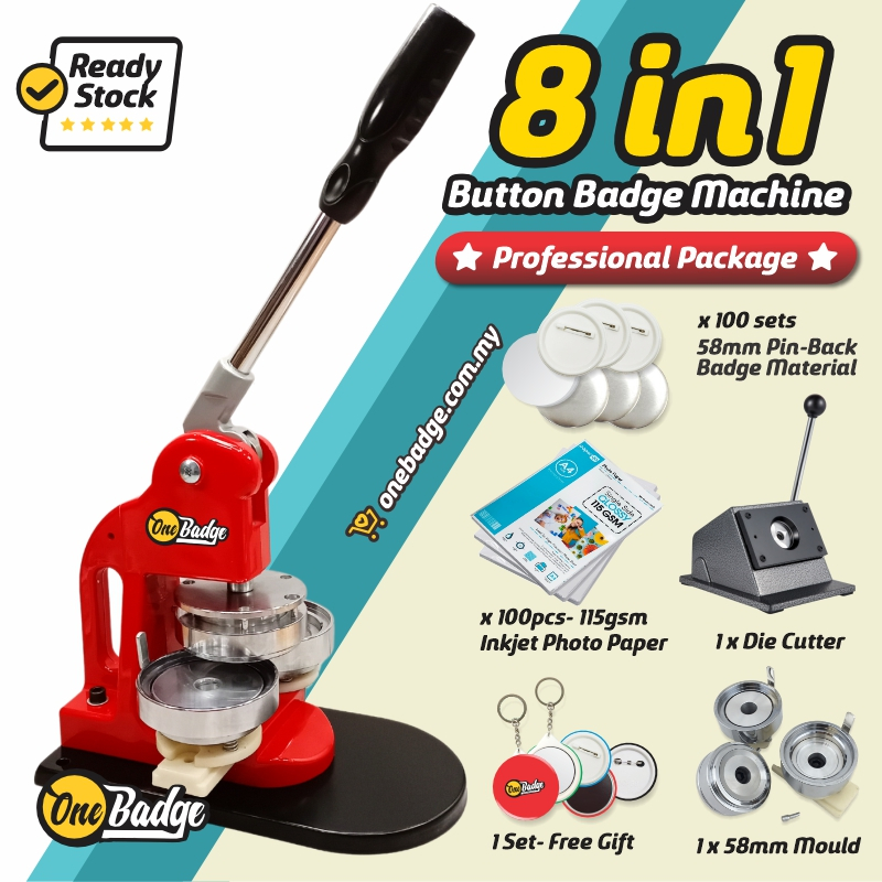 Button Badge Machine 8 in 1 (Professional Level) | Premium Button Badge ...