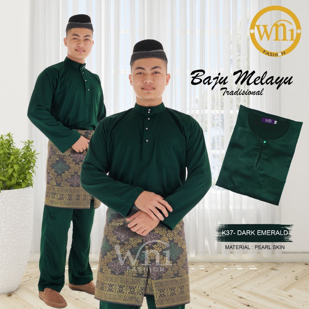 Baju Melayu Wni Traditional Berpesak (37 Dark Emerald) | Shopee Malaysia