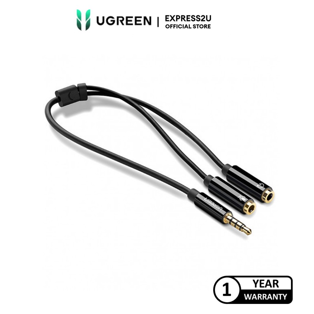 UGREEN AUDIO 3.5MM MALE TO DUAL 3.5MM FEMALE HEADSET SPLITTER (BLACK ...