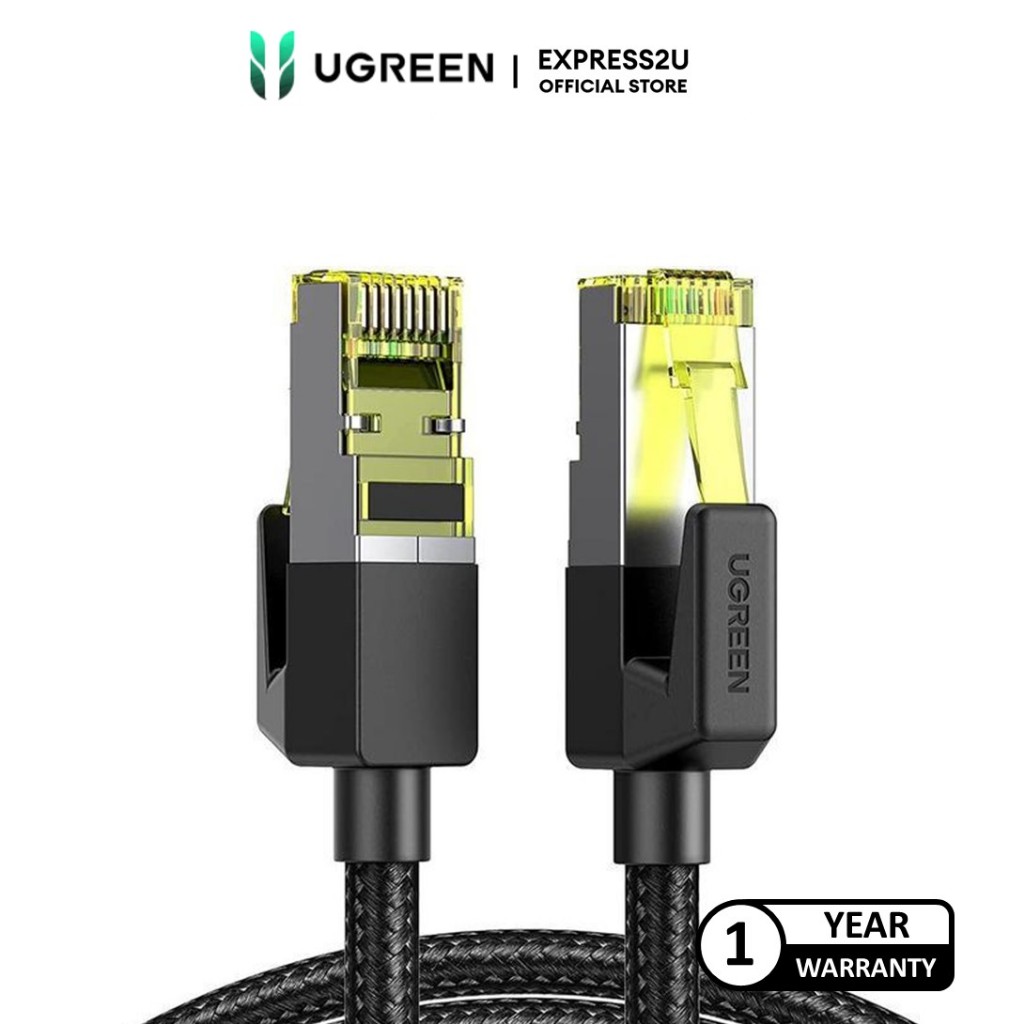 UGREEN CAT 7 F/FTP FLAT NYLON BRAID CABLE 1M/2M/3M/5M/10M/15M/20M (BLACK) | Shopee Malaysia