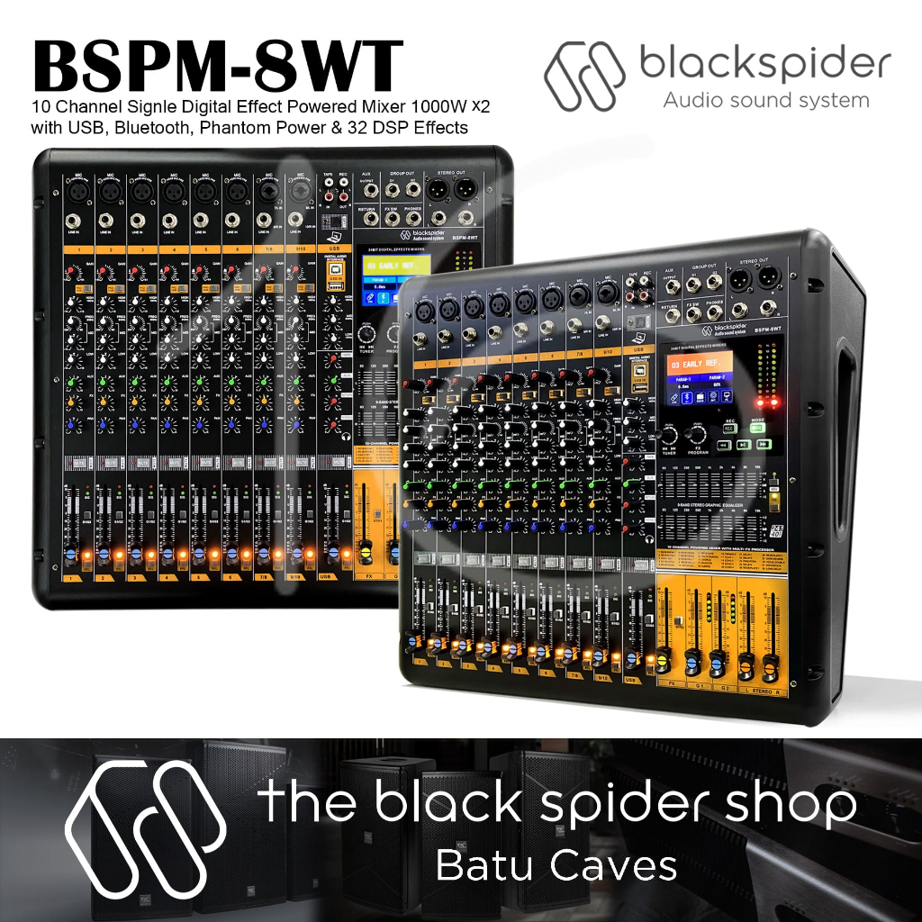 Black Spider BSPM-8WT 10 Channel Power Mixer with Single Digital ...