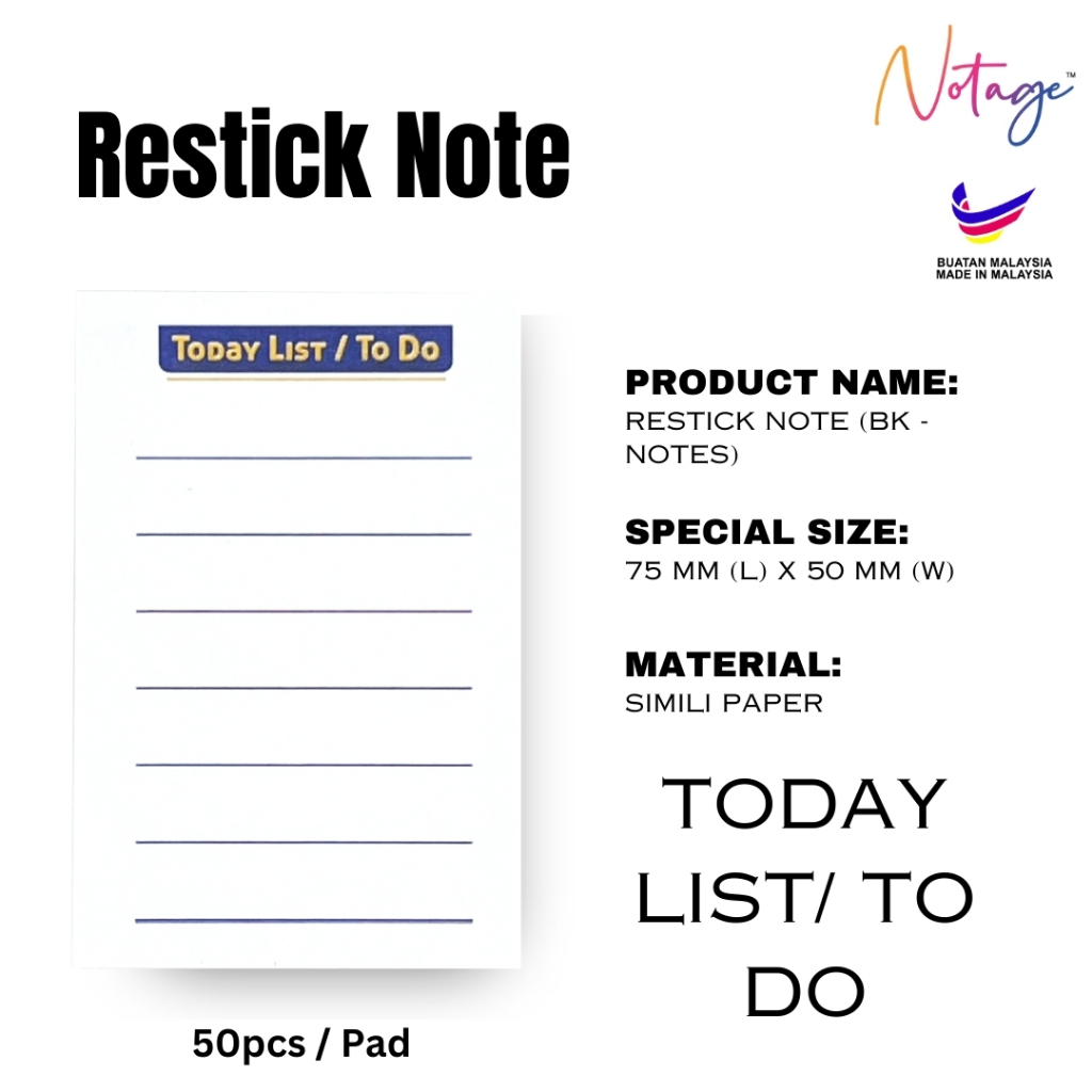 Mini Sticky Note 50's / To Do List / Reminder / Check List / Daily Memo ...