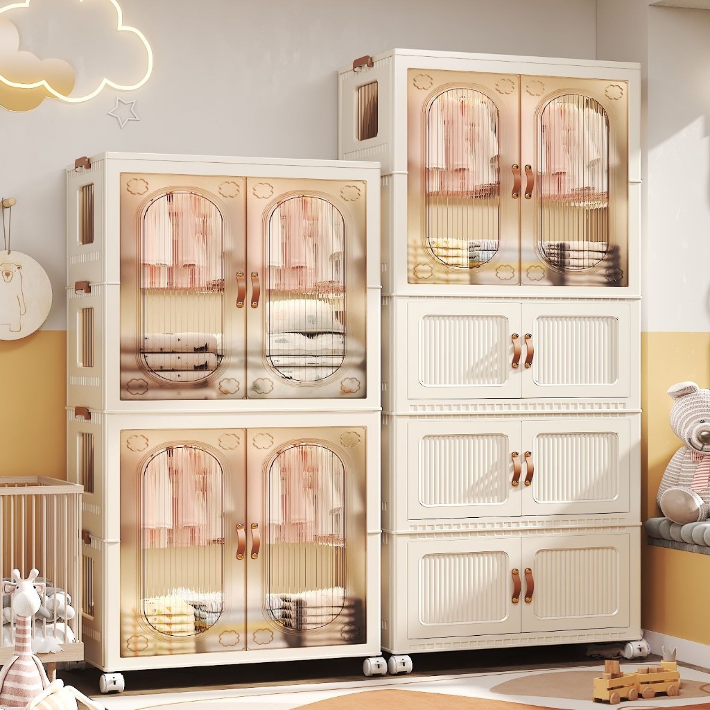 Multipurpose Folding Stackable Double Open Doors Cabinet Wardrobe ...