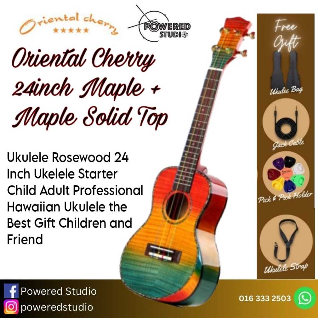 Oriental Cherry 24inch Maple + Maple Solid Top High Glossy Concert Ukulele | Shopee Malaysia