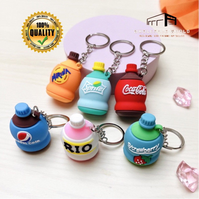 Colorful High Quality 3D Soft Drink PVC Rubber Keychain Cocacola Sprite ...