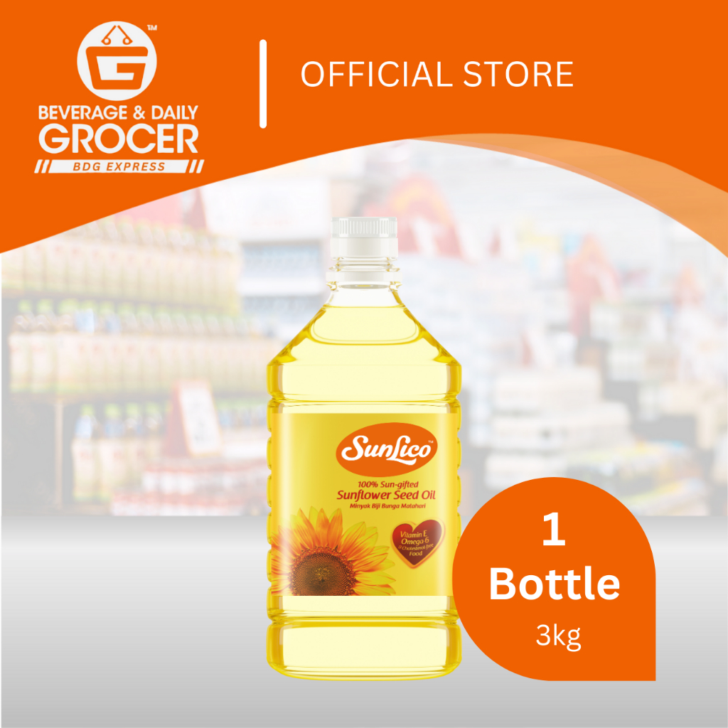Sunlico Pure Sunflower Seed Cooking Oil 3kg (1 x 3kg) 1 Bottle | Shopee ...