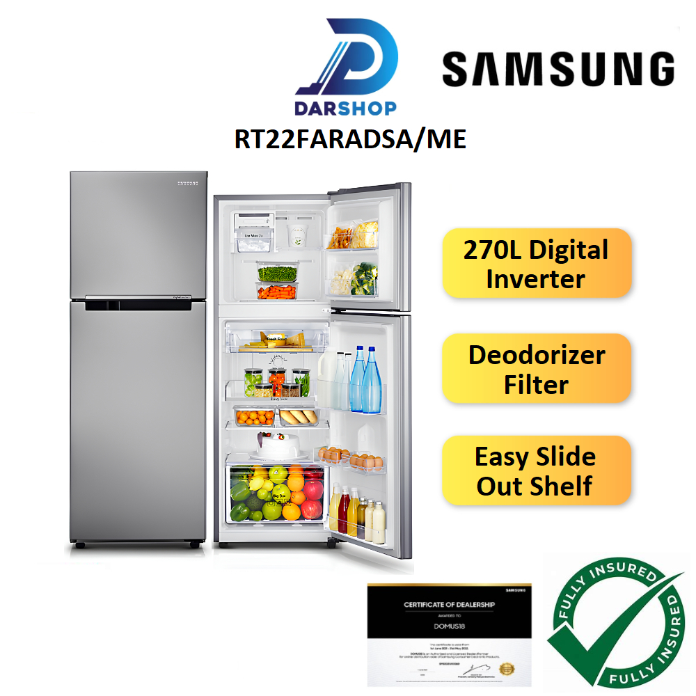Samsung Refrigerator 2 Door Inverter 270L Fridge Peti Sejuk Peti Ais 2 ...