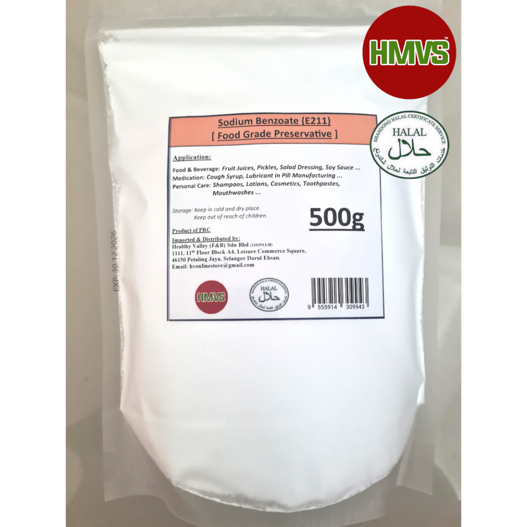 [HMVS] Food Grade Sodium Benzoate (E211)(HALAL) Food Preservative 500g ...