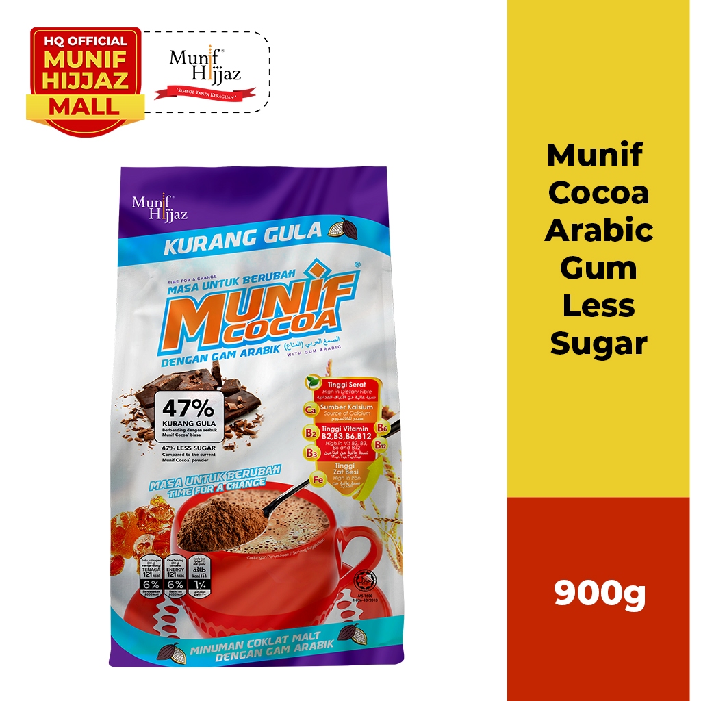 Munif Cocoa Arabic Gum 47% Kurang Gula Premium Chocolate Malt Drink ...
